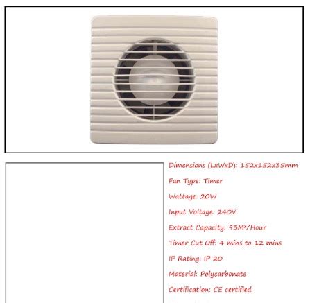 EVOLEC Inch STANDARD EXTRACTOR FAN TIMER MGF Electrical Supplies