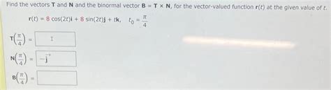Solved Find The Vectors T And N And The Binormal Vector