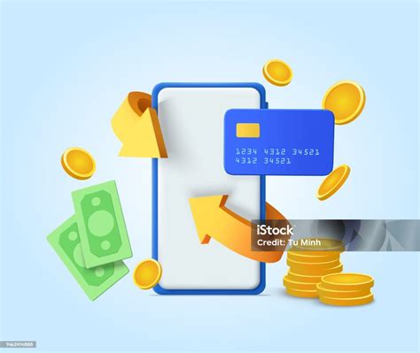 캐쉬백 돈 환불 아이콘 플라이 동전 지폐 신용 카드 및 스마트 폰 온라인 지불 배경과 동전 스택 신용 카드와 동전과 3d 전화 온라인 지불 개념입니다 3d 벡터 동전에 대한