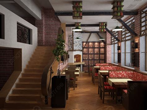 레스토랑 인테리어 디자인의 3d 렌더링 사진 배경 및 무료 다운로드를위한 그림 Pngtree