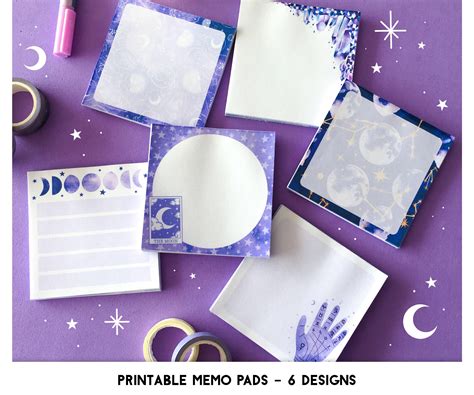 Printable Memo Pad Notes Purple Witchy Aesthetic Stationery Etsy Australia