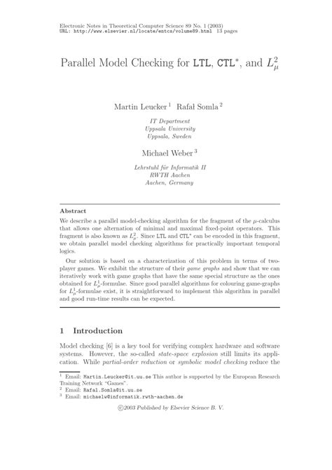 Pdf Parallel Model Checking For Ltl Ctl And L2μ