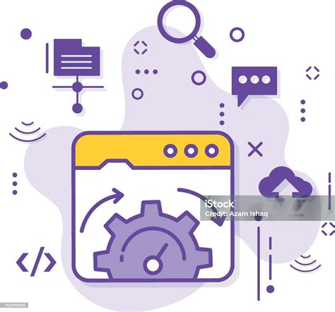 빠른 로딩 페이지 가속기 벡터 아이콘 디자인 Seo 및 디지털 마케팅 기호 웹 호스팅 및 도메인 스톡 일러스트레이션 웹 사이트 속도 최적화 개념 컴퓨터에 대한 스톡 벡터