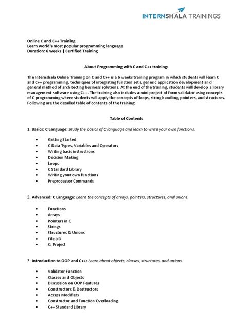 C Plus Plus Toc Pdf C C Programming Language