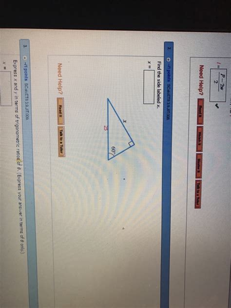 Solved Find The Side Labeled X Express X And Y In Terms Of Chegg Com