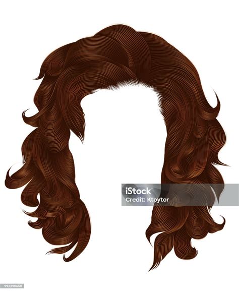 유행 여자 긴 머리 빨간 생강 색상입니다 뷰티 패션입니다 현실적인 그래픽 3d 가발에 대한 스톡 벡터 아트 및 기타 이미지 가발 갈색 긴 Istock