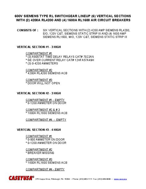 2 4200 Amp Rl 4200 4 1600 Amp Rl1600 Siemens Electrically