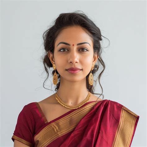 Indian Girl Wearing A Saree Premium Ai Generated Image