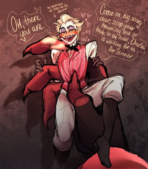 Rule 34 Alastor Hazbin Hotel Blonde Hair Blush Gay Hazbin Hotel Holding Light Skinned Male