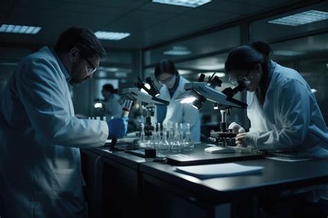 Premium Ai Image Team Of Scientists Working In A Laboratory Carefully