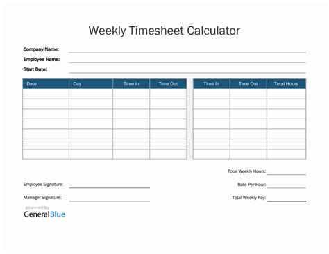 Free Excel Weekly Timesheet Templates