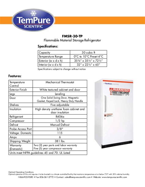 Tempure Scientific Fmsr 30 Tp User Manual