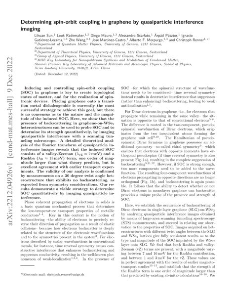Pdf Determining Spin Orbit Coupling In Graphene By Quasiparticle Interference Imaging