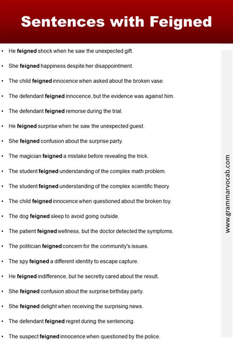 Use Feigned In A Sentence Grammarvocab