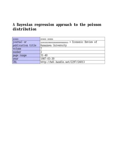 A Bayesian Regression Approach To The Poisson Distribution
