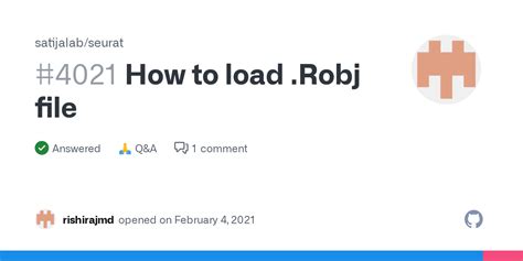 How To Load Robj File · Satijalab Seurat · Discussion 4021 · Github