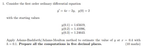 Solved 1 Consider The First Order Ordinary Differential