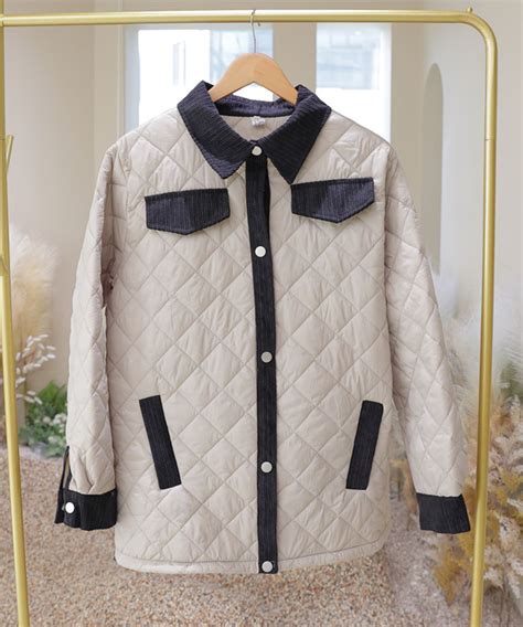 무배 배색누빔패딩 경량패딩