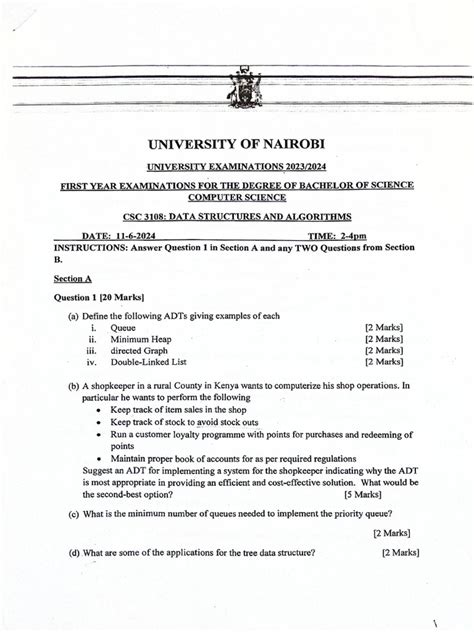2024611csc 3108data Structures And Algorithmsexam Pdf