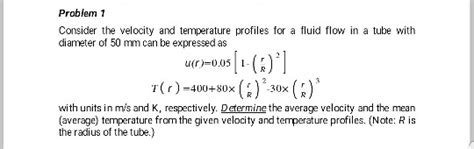 Solved Problem 1 Consider The Velocity And Temperature