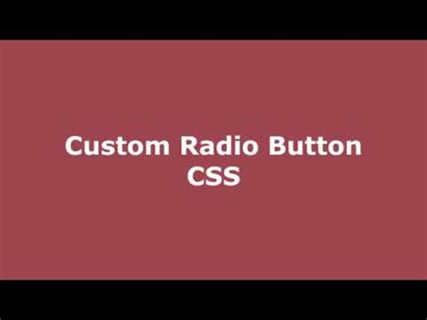 Radio Button Checkbox Using HTML And CSS YouTube