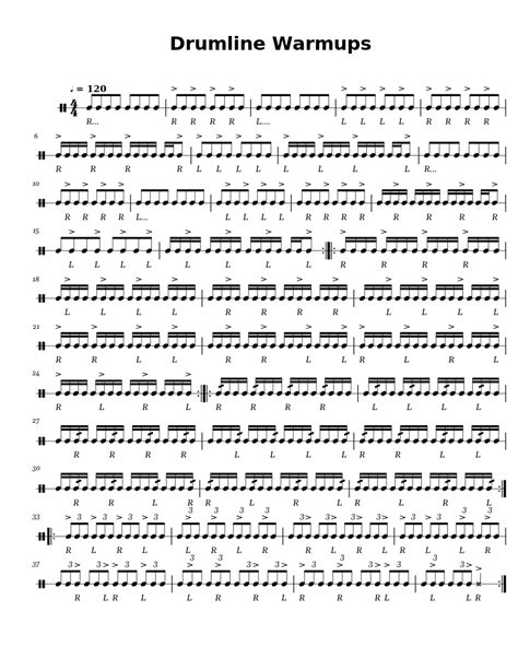 Drumline Warmups Sheet Music For Snare Drum Marching Band