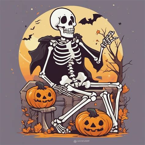 Premium Photo Halloween Skeleton Illustration Generative Ai