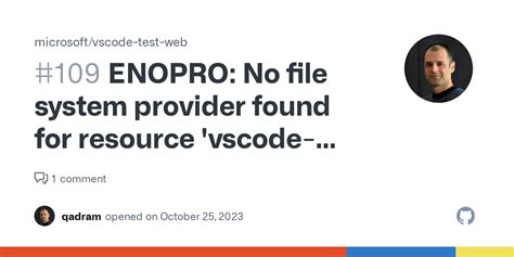 Enopro No File System Provider Found For Resource Vscode Test Web Mount Issue