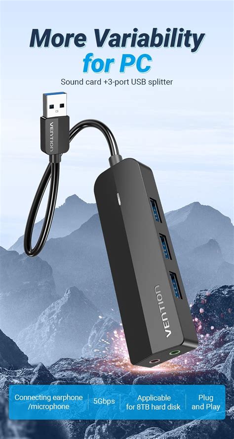 Vention CHIBB Port USB Hub With Sound Card And Power Supply EVERCOMPS TECHNOLOGIES