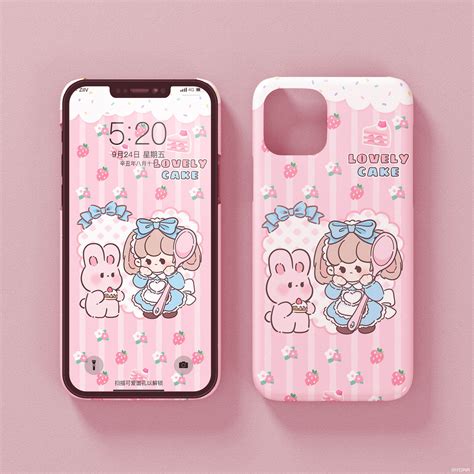 小熊兔兔少女日系手机壳风格插画设计作品 设计人才灵活用工 设计dna