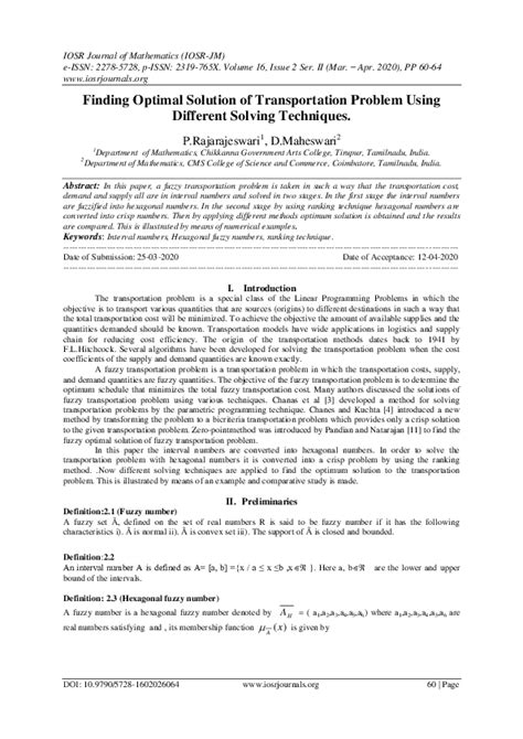 Pdf Finding Optimal Solution Of Transportation Problem Using Different Solving Techniques