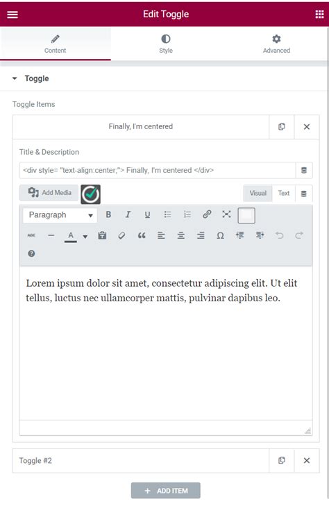 How To Center A Toggle In Elementor Free Version Jett Hayes