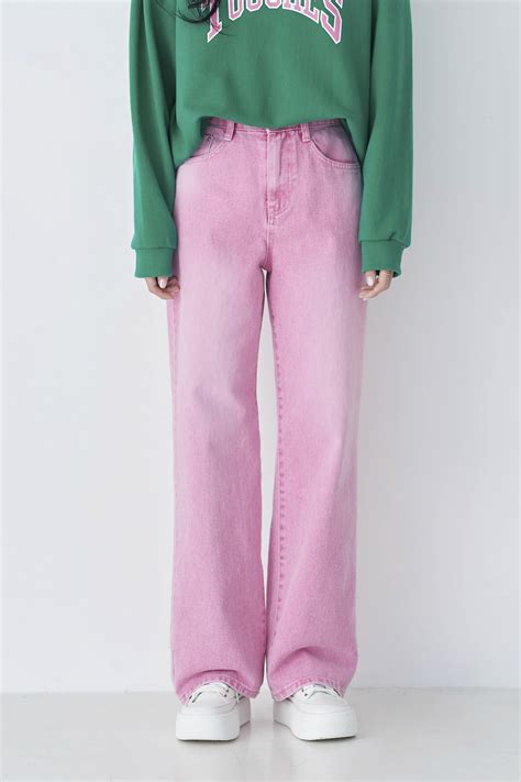 리틀마켓 💗봄신상💗핑크는사랑💗s Xl 하이웨스트 피그먼트 컬러 스트레이트 일자 롱 와이드 팬츠 Pc74b3 바지 청바지 진 워싱 핑크 그린 옐로우 직진 당일 배송