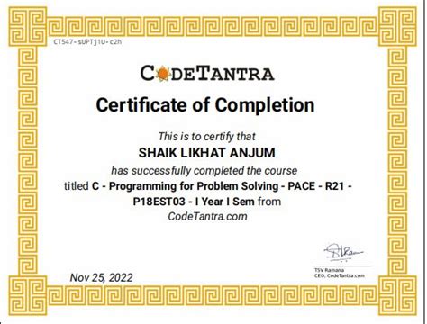 Completing C Programming Course On Codetantra Likhat Anjum Shaik Posted On The Topic Linkedin