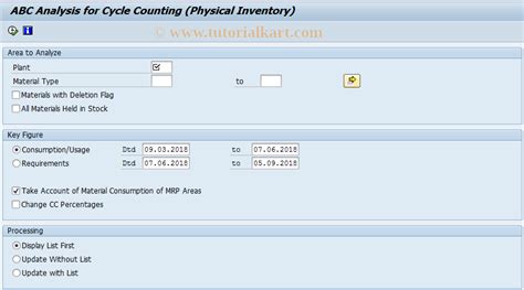 Mibc Sap Tcode Abc Analysis For Cycle Counting