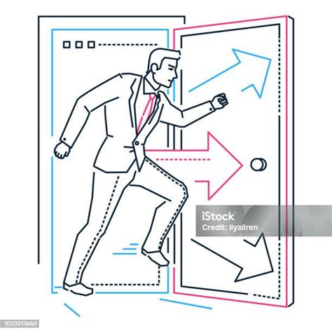 문라인 디자인 스타일 일러스트 레이 션을 통해 돌진 하는 사업 들어가기에 대한 스톡 벡터 아트 및 기타 이미지 들어가기