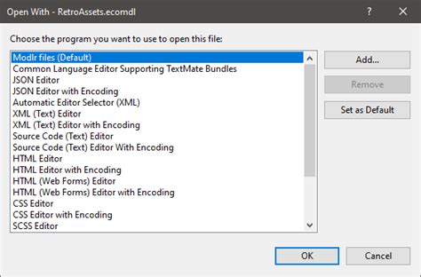 mdriven modlr opens in xml editor even though the default is set to modlr stack overflow