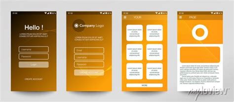 Design Of Mobile App Ui Ux Gui Set Of User Registration Screens Fotomural • Fotomurais Bem