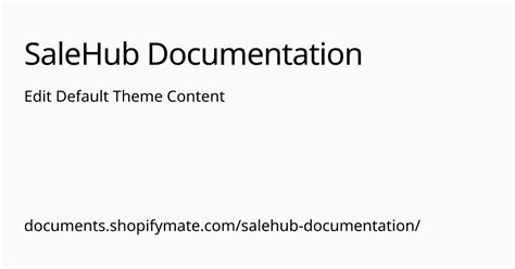 Edit Default Theme Content Salehub Documentation