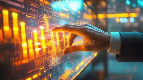 Business Professional Interacts With Digital Data Visualization In A Modern Office Setting