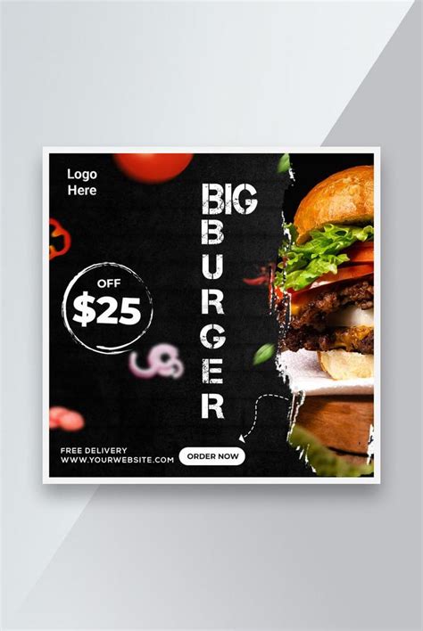 큰 햄버거 소셜 미디어 게시물 템플릿 Psd 무료 다운로드 Pikbest