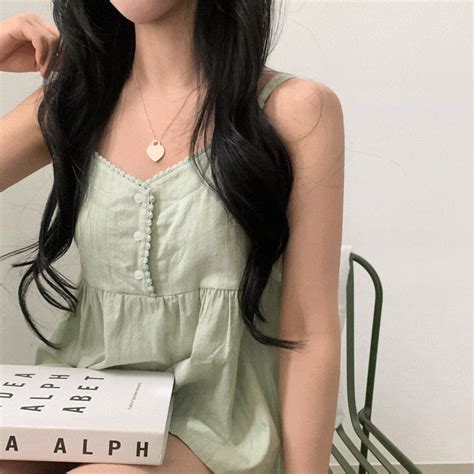 슈가파우더 [소녀템 색감맛집 ] 이지 레이스 빈티지 프릴 레이어드 끈나시 5color