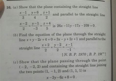 solved 16 a show that the plane containing the straight