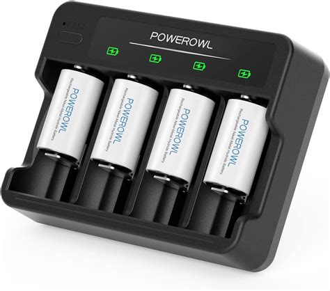 Powerowl Batteries C Rechargeables Avec Chargeur De Batterie à 4 Baies