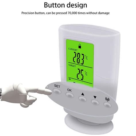TS Programmable Wireless Thermostat Socket White Lcd Home Intelligent Temperature