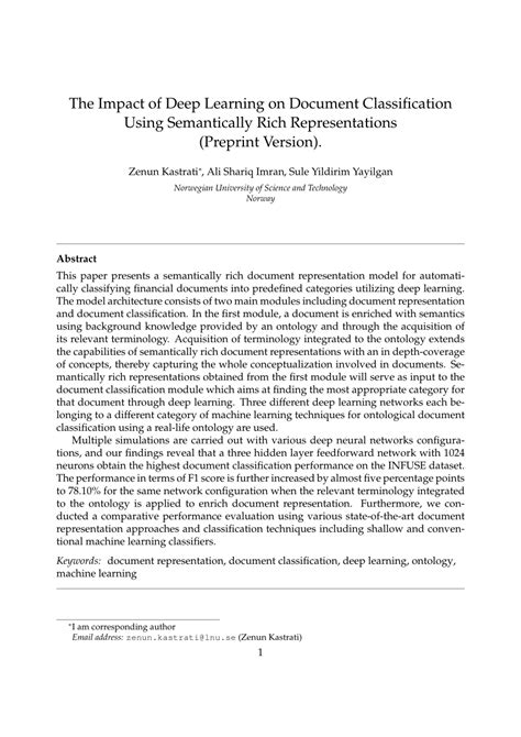 Pdf The Impact Of Deep Learning On Document Classification Using Semantically Rich Representations