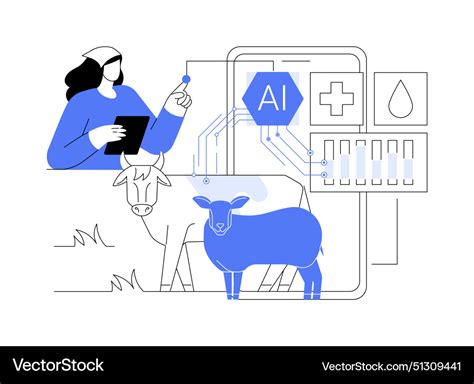Ai Streamlined Livestock Management Abstract Vector Image