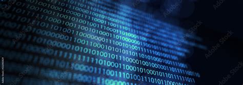 Matrix Of Binary Numbers Binary Computer Code Futuristic Backdrop Flow Of Blue Random Digital
