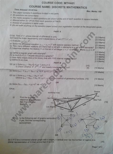 mth401 discrete mathematics end term exam question paper lpu