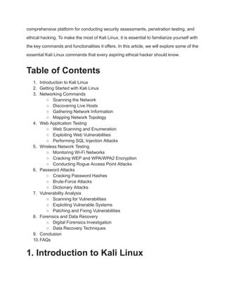 Essential Kali Linux Commands For Ethical Hacking Pdf Operating Systems Computer Software